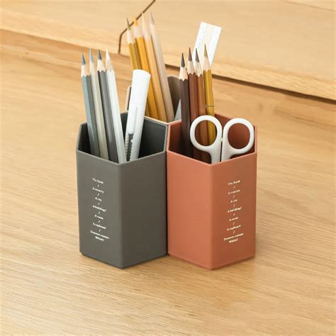 육각형 디자인 대용량 펜 연필 정리 브러시 보관 용기 상자 플라스틱 문구 책상 정리 Aliexpress