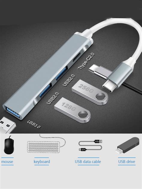 4 In 1 Mini Hub Docking Station Usb 3 0 Hub Splitter Type C Docking