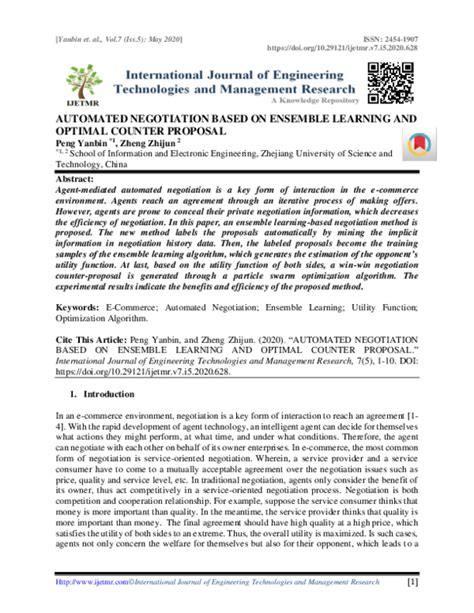 Pdf Automated Negotiation Based On Ensemble Learning And Optimal