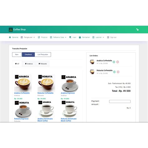 Jual Aplikasi Pos Point Of Sales Coffee Shop Berbasis Website Php Mysql Codeigniter Shopee