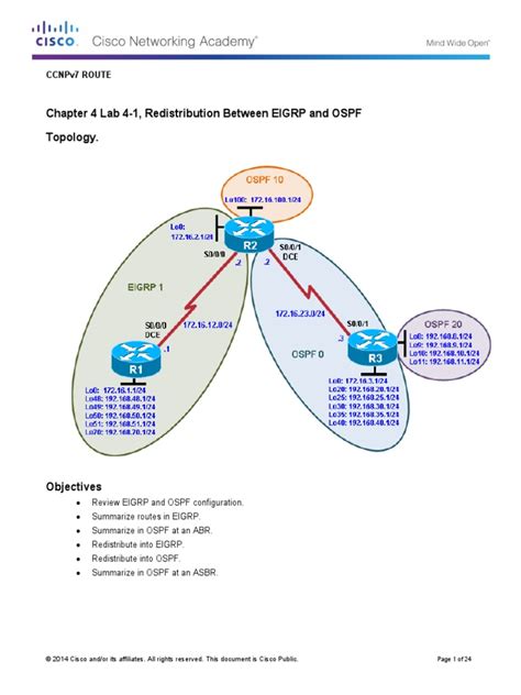 Chapter 4 Lab 4 1 Redistribution Between Eigrp And Ospf Topology Pdf Routing Osi Protocols