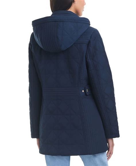 Jones New York Womens Petite Hooded Quilted Coat Macys