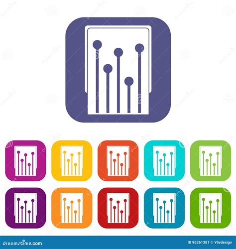 Computer Processor Icons Set Flat Stock Vector Illustration Of Internet Macro