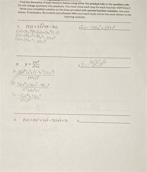 solved find the derivative of each function below using