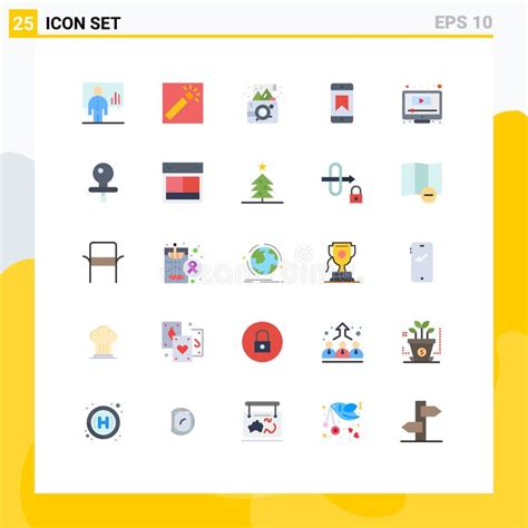 Group Of 25 Modern Flat Colors Set For Computer Award Retouch Achievements Photo Stock