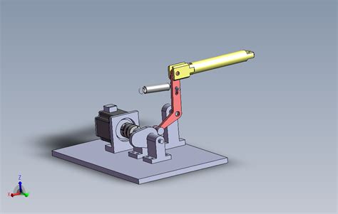 S33通过旋转凸轮带动杠杆实现的任意变速直进机构 SOLIDWORKS 2010 模型图纸下载 懒石网