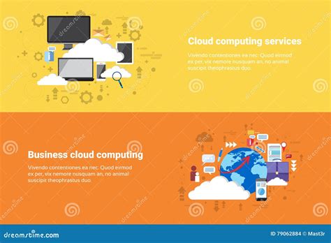 Business Cloud Computing Database Services Web Technology Banner Stock Vector Illustration Of