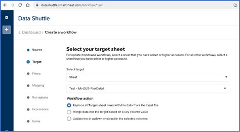 Data Shuttle Not Working Please Select A Source In Order To See Dropdown Options Smartsheet