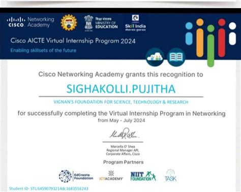 Pujitha Sighakolli On Linkedin Aicte Internship Techskills