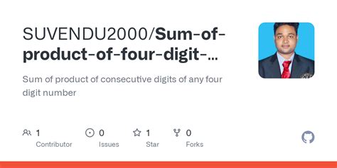 Github Suvendu2000 Sum Of Product Of Four Digit Number Sum Of Product Of Consecutive Digits