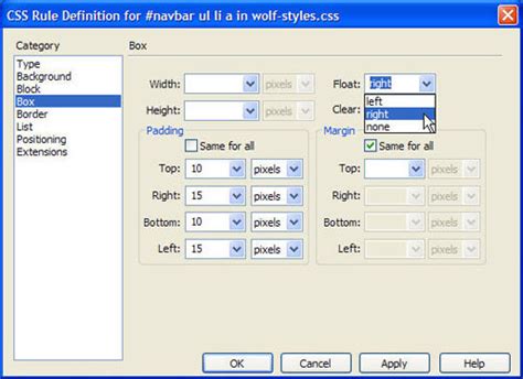 Creating A Navigation Bar With Css In Dreamweaver Layers Magazine