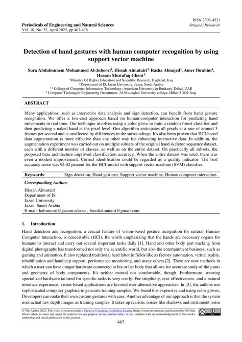 Pdf Detection Of Hand Gestures With Human Computer Recognition By Using Support Vector Machine