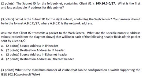 Solved Points The Subnet ID For The Left Subnet Chegg Com