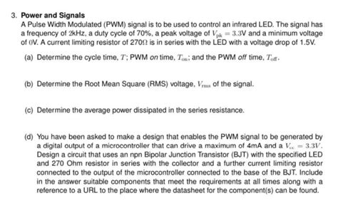 Solved Power And Signalsa Pulse Width Modulated Pwm