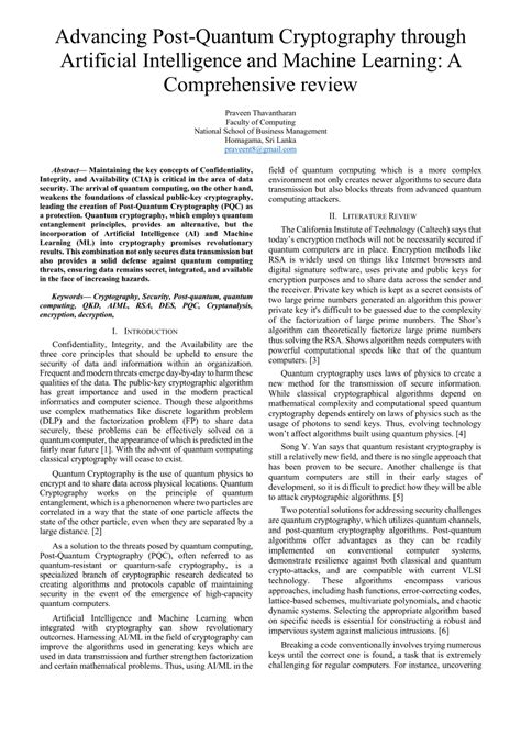 Pdf Advancing Post Quantum Cryptography Through Artificial Intelligence And Machine Learning