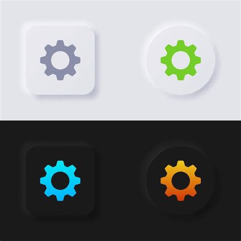 Premium Vector Cog Icon Set Multicolor Neumorphism Button Soft Ui Design For Web Design