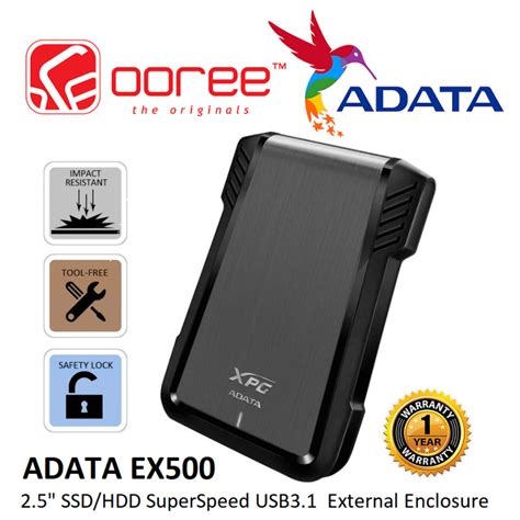 ADATA EX PORTABLE HARD DRIVE HDD SSD EXTERNAL ENCLOSURE WITH SUPERSPEED USB TOOL