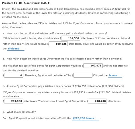 Solved Problem 19 48 Algorithmic LO 4 Kristen The Chegg Com