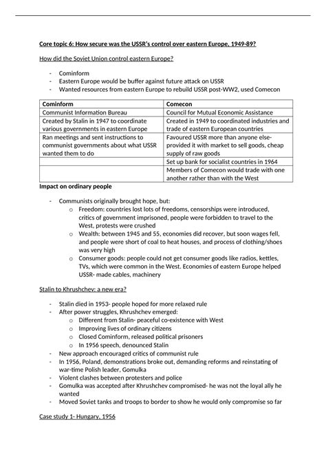 History Cie Igcse Core Topic 6 Summary Notes History Stuvia Uk