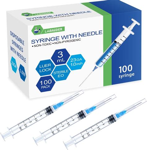 100 Pack 3ml Syringes With Needle 23g 1 0 Inch Needle Luer Lock Syringe