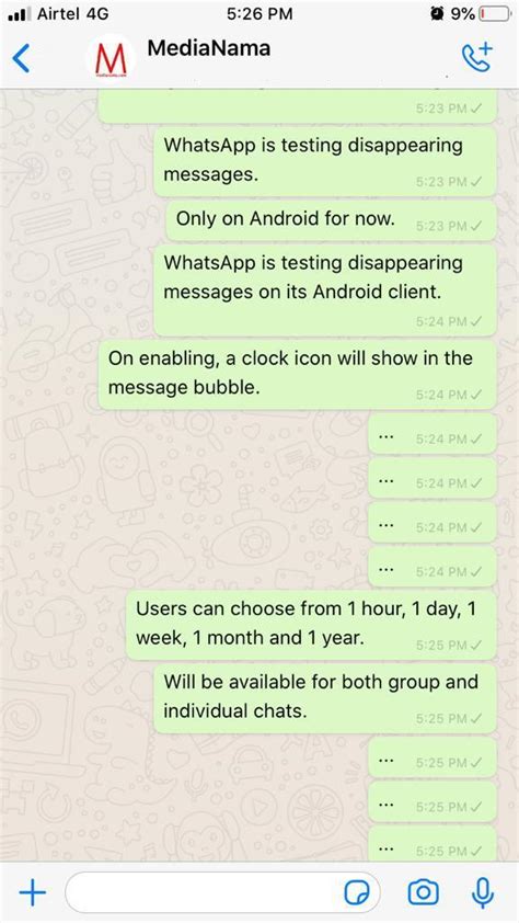 WhatsApp Experiments With Disappearing Messages Report MediaNama