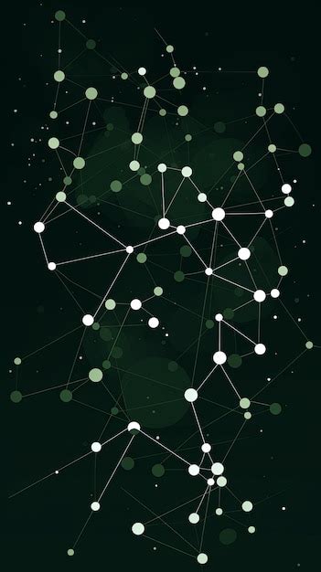 Vector Graphic Of Interconnected Nodes Forming An Abstract Network Pattern On A Dark Olive And
