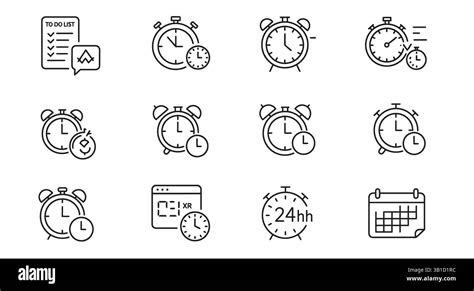 Time Management Icons Set Minimalist Scheduling Symbols Collection