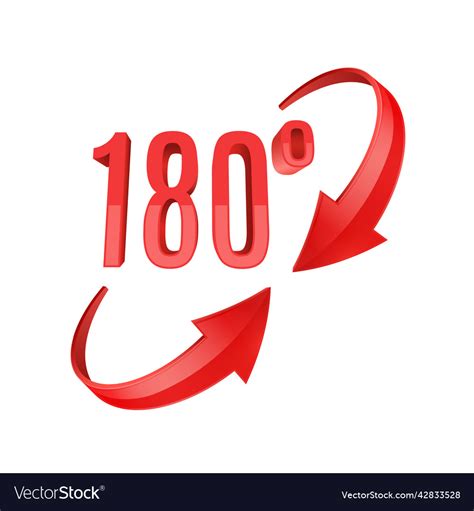 Red Glossy 3d Curve Arrows And 180 Degrees Sing Vector Image