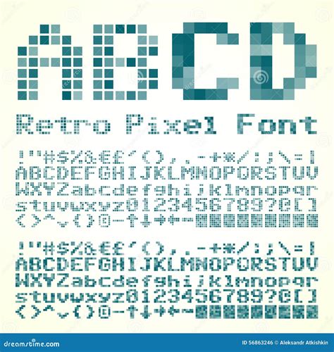 Pixel Font Alphabets And Numerals Characters In Cartoon Vector 46051985