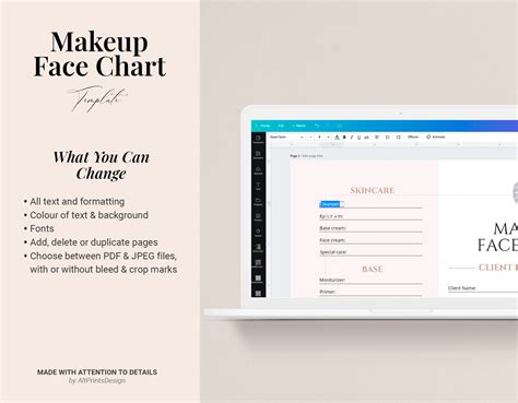 Editable Makeup Artist Face Chart Template Freelance Artist Form