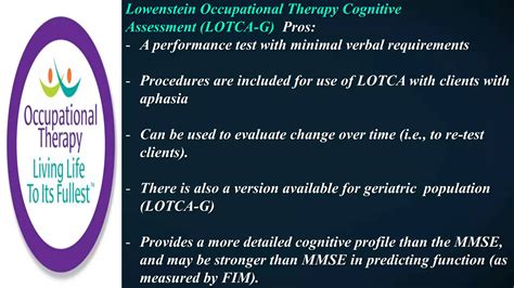 Occupational Therapy Standardized Assessment Pptx