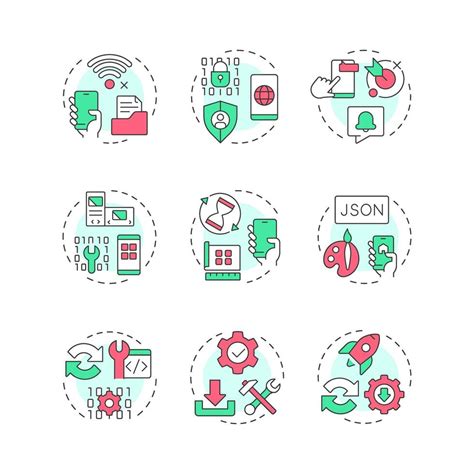 Progressive Web App Multi Color Concept Icons Platform Based
