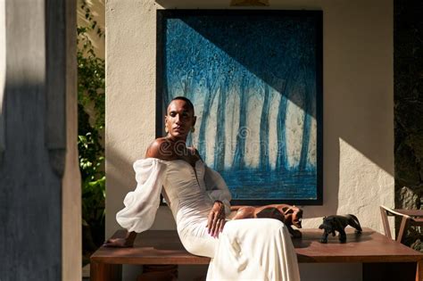 Ambiguous Gender Fluid White Bridal Dress Modern Villa Lgbtq