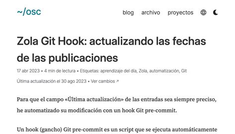 Zola Git Hook Actualizando Las Fechas De Las Publicaciones • ~osc