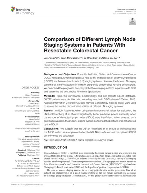 Pdf Comparison Of Different Lymph Node Staging Systems In Patients