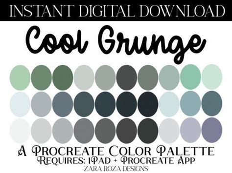 Cool Grunge Procreate Color Palette Graphic By Zararozadesigns · Creative Fabrica Color