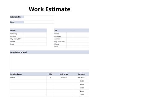 Work Estimate Template ONLYOFFICE ONLYOFFICE