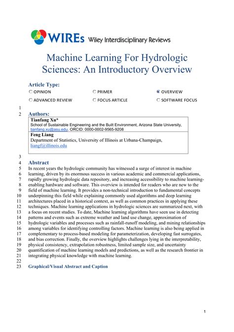 Pdf Machine Learning For Hydrologic Sciences An Introductory Overview