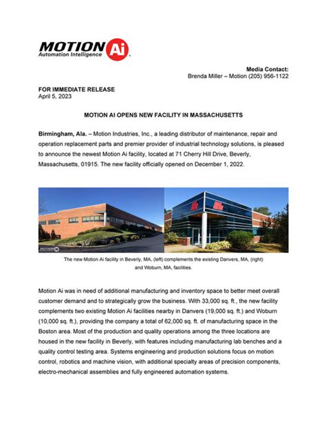 Motion Ai Motion Ai Opens New Facility In Massachusetts Page 1