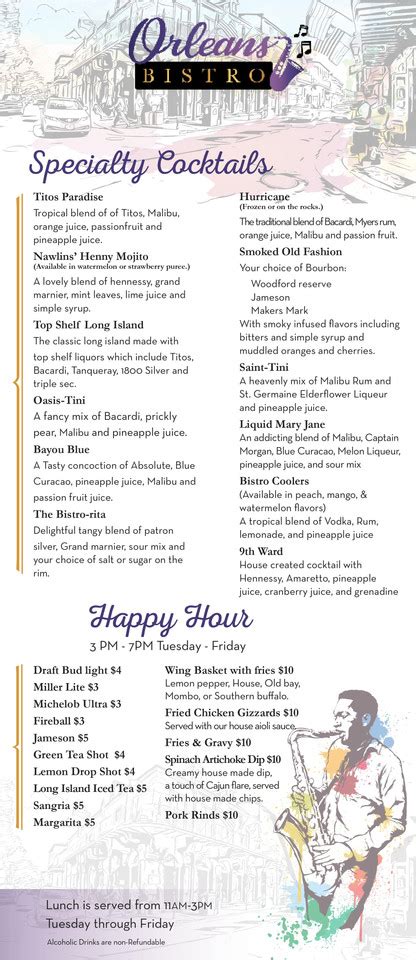 Our Menu Orleans Bistro Fredericksburg Virginia