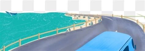 만화 일러스트 손으로 그린 여름 해안도로 여름 고속도로 손으로 그린 여름 Png 일러스트 및 Psd 이미지 무료 다운로드