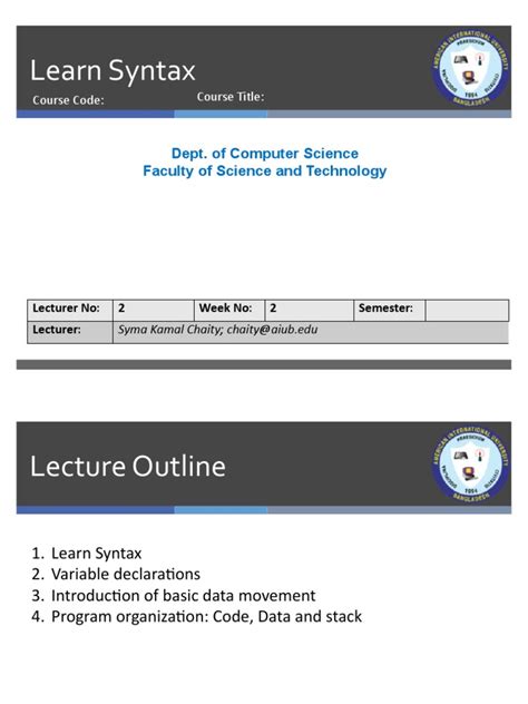 Lab Lecture 2 Pdf Assembly Language Computer Data