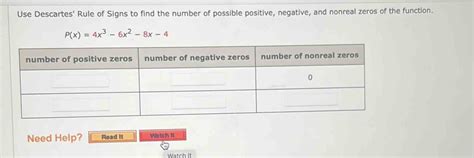Solved Use Descartes Rule Of Signs To Find The Number Of Possible