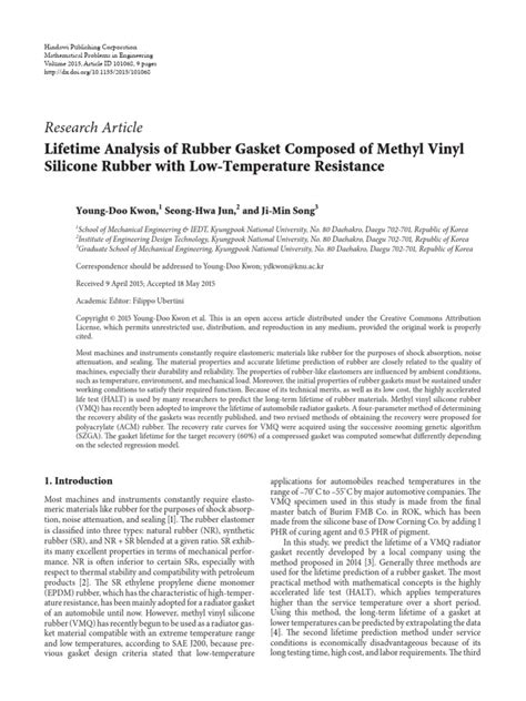 lifetime analysis of rubber gasket composed of met pdf mean squared