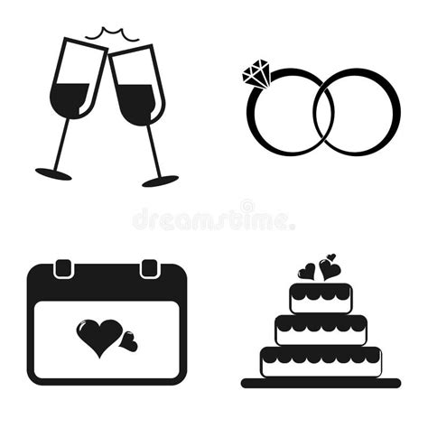 Web Icons Set Wedding Bride And Groom Love Celebration Stock Vector