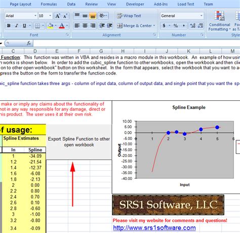 How To Transfer The Srs1 Cubic Spline For Excel Function To Another Workbook Version 103