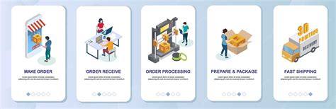 Premium Vector Online 3d Printing Mobile App Onboarding Screens