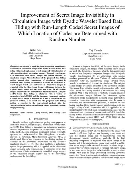 Pdf Improvement Of Secret Image Invisibility In Circulation Image With Dyadic Wavelet Based