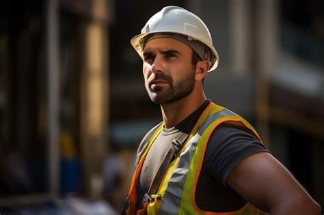 Premium Ai Image Construction Worker Wearing A Helmet And A Vest