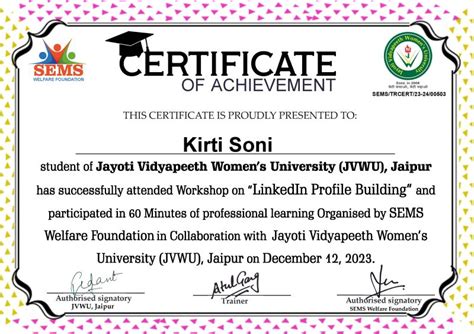 Kirti Soni On Linkedin Im Happy To Share My Certificate For Completing The Workshop From Sems